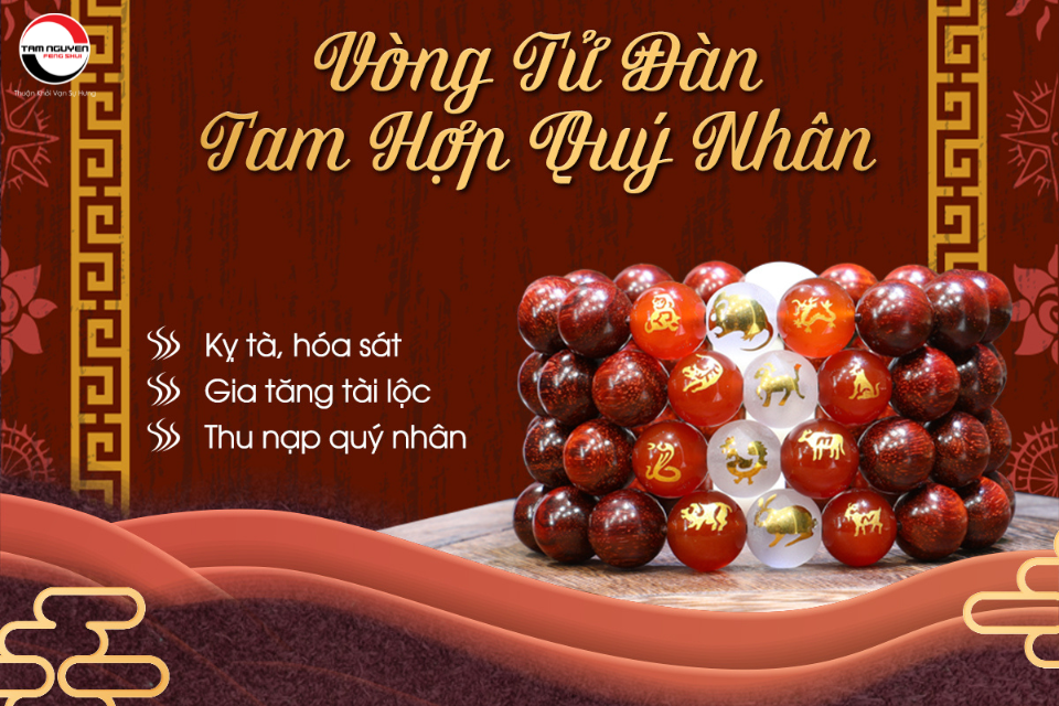 Vòng tay Tam hợp Tử đàn: Vật phẩm hộ thân hóa sát chiêu tài